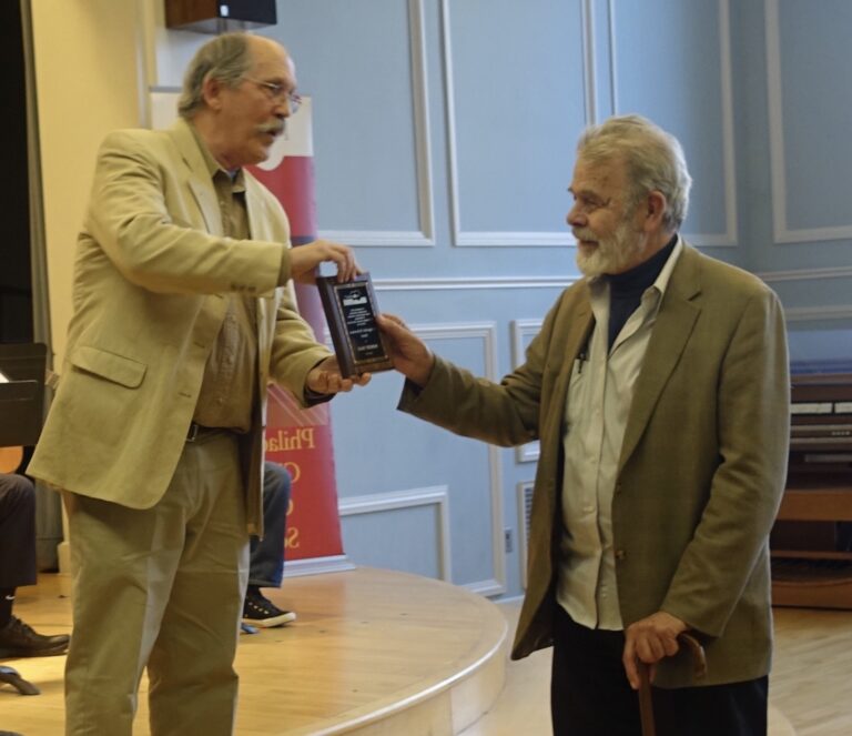 Bob receiving the PCGS’ Lifetime Achievement Award from Joseph Mayes in ...